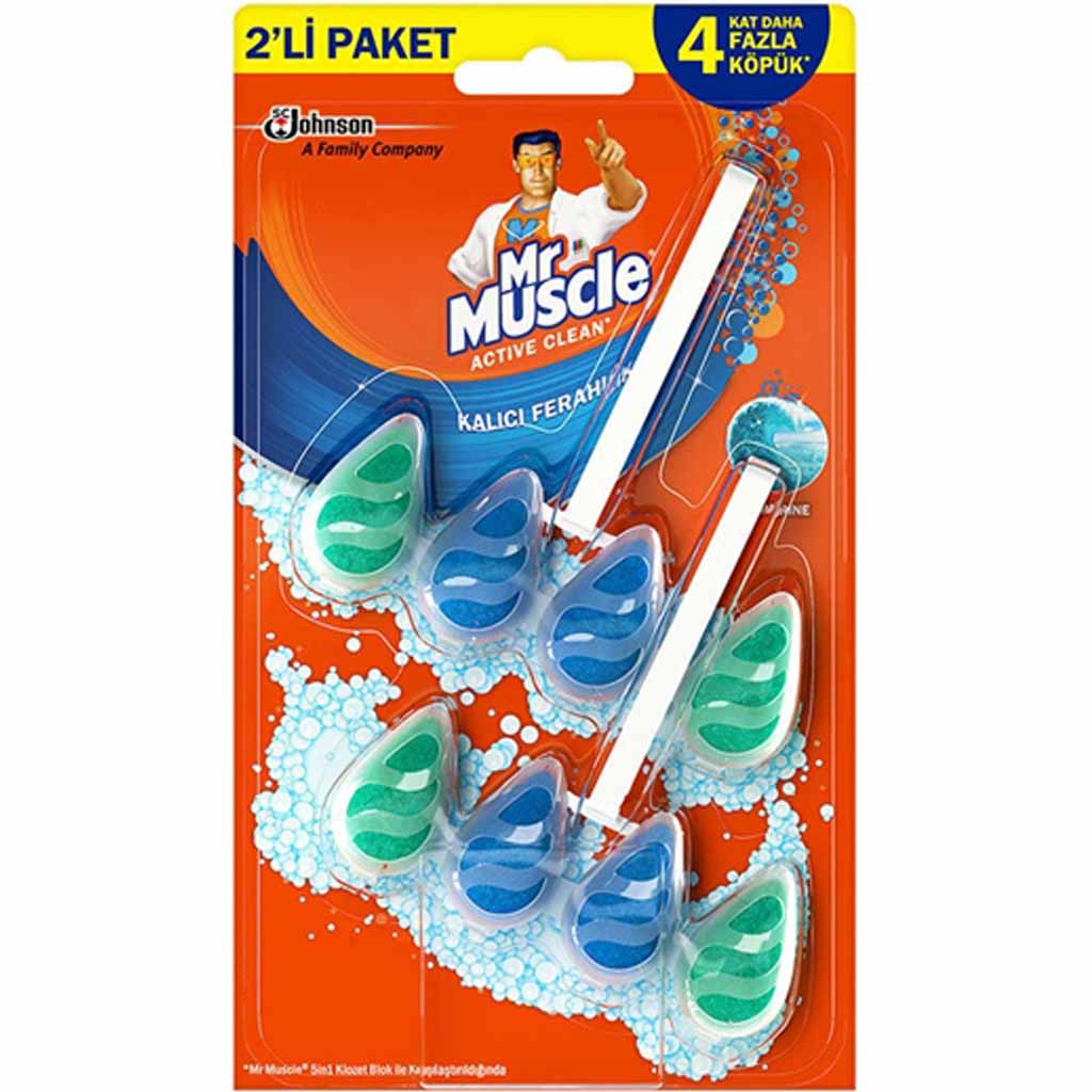 8x Mr Muscle WC Duftsteine Marine mit Halter Doppelpack á 77,2g=617,8g