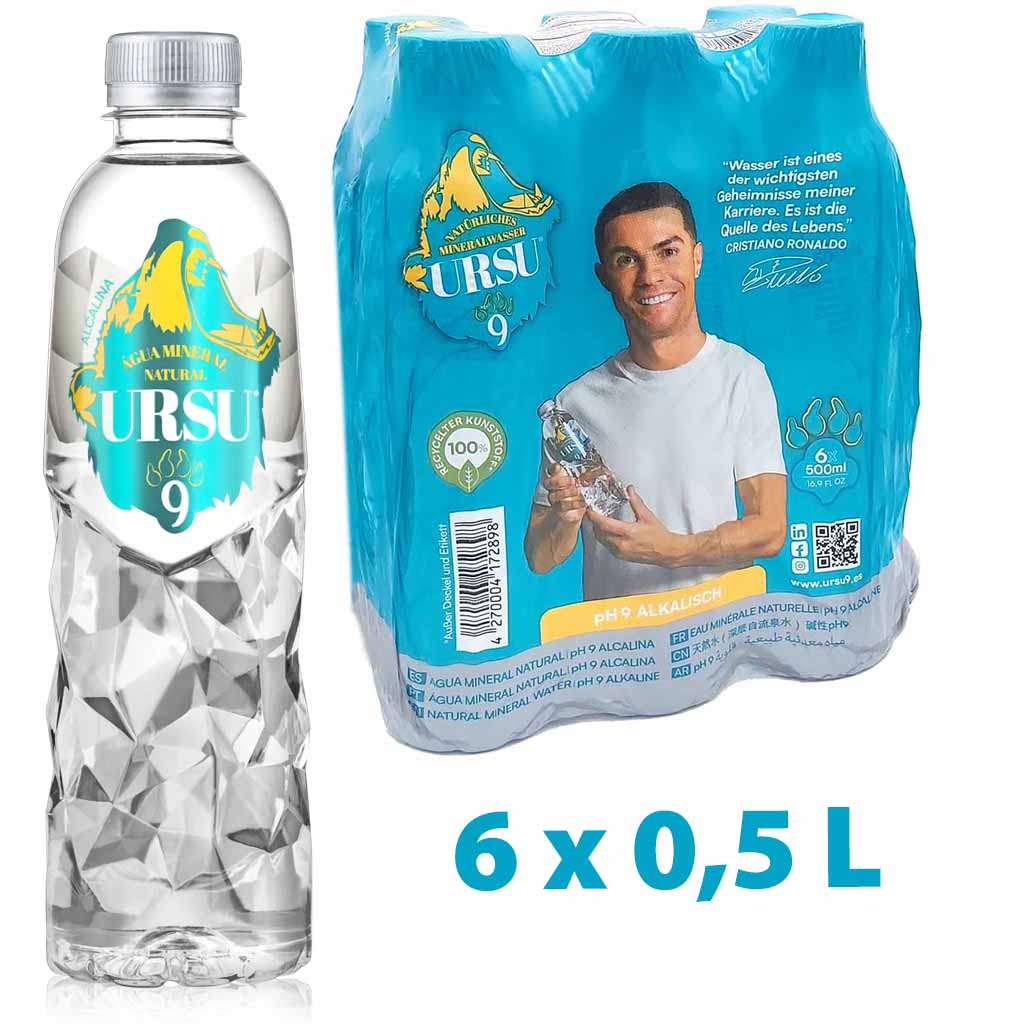URSU 9 Natürliches Alkalisches Mineralwasser - 6x500ml