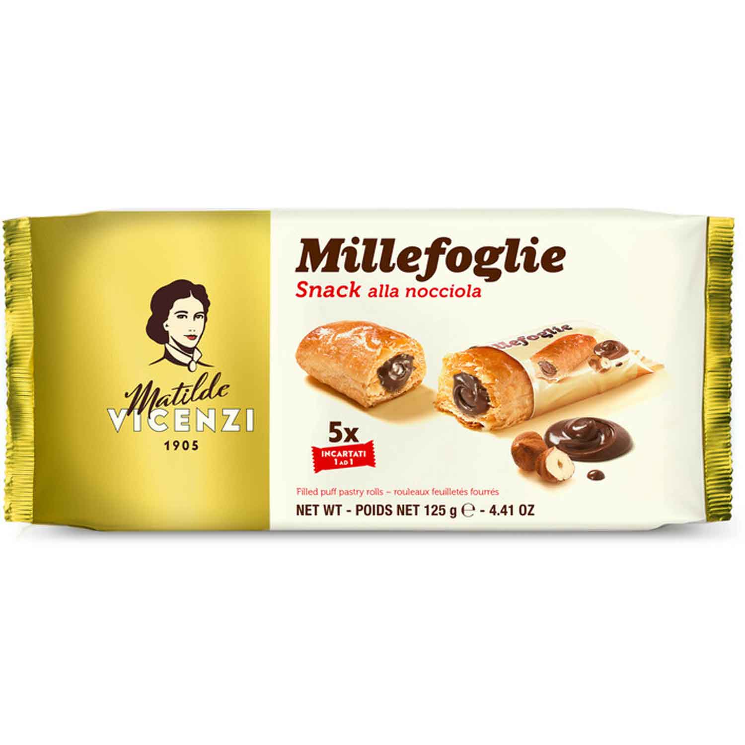 Matilde Vicenzi Millefoglie Snack alla nocciola 5er Pack 125g