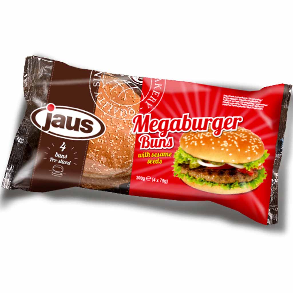 Jaus Mega Hamburger Buns mit Sesam 4er Pack 300g