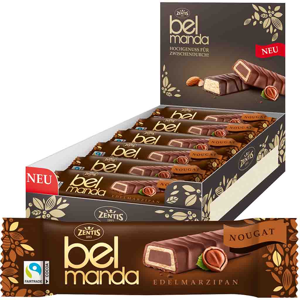 18x Zentis Belmandel Edelmarzipan Nougat Riegel á 40g=720g