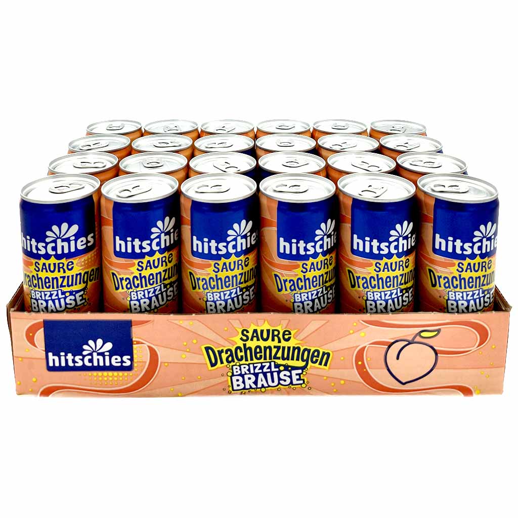 Hitschies Saure Drachenzungen brizzl Brause Pfirsich DOSE á 250ml = 6L