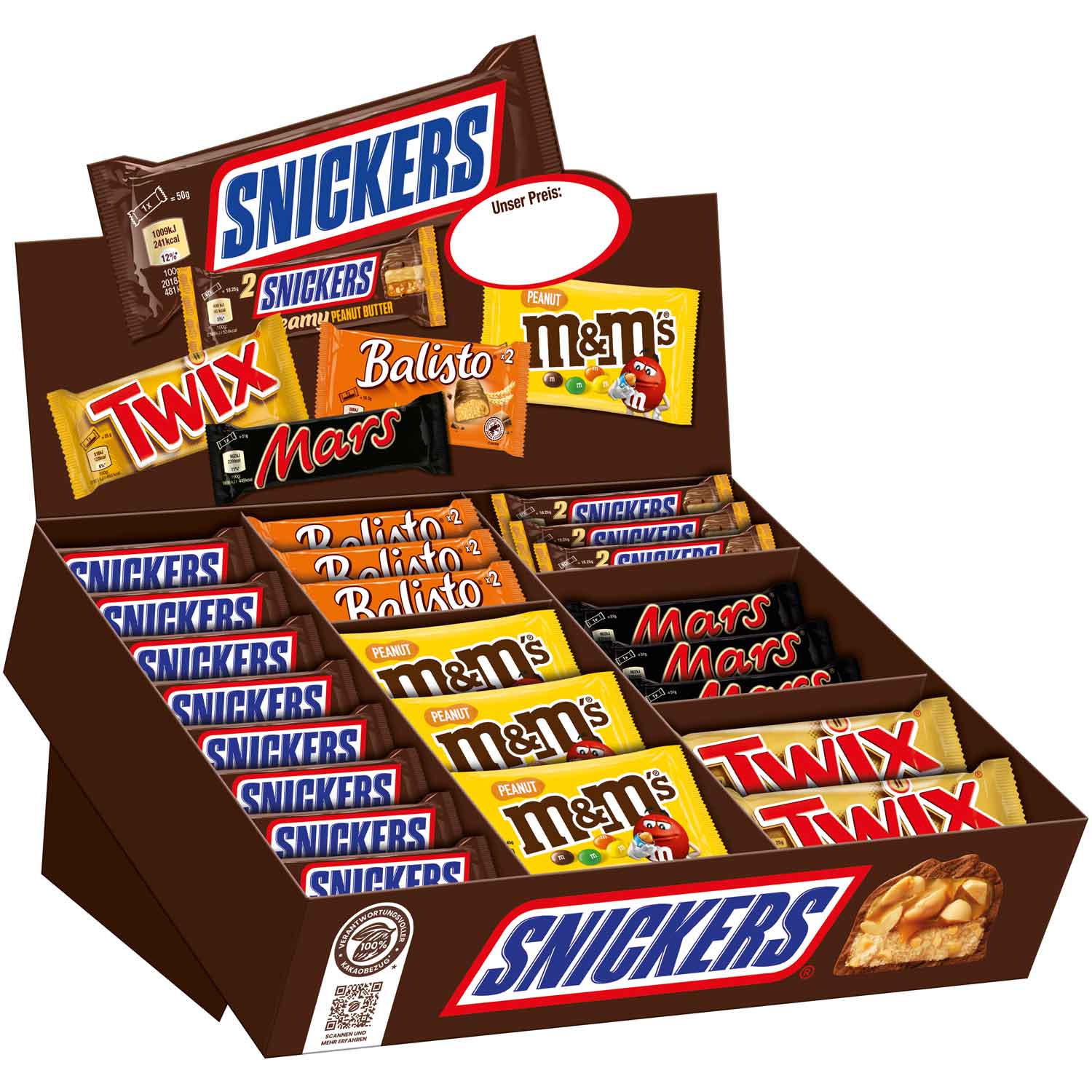 Mars Topseller Box 72 Teile Snickers Twix Bounty Mars M&Ms 3310g