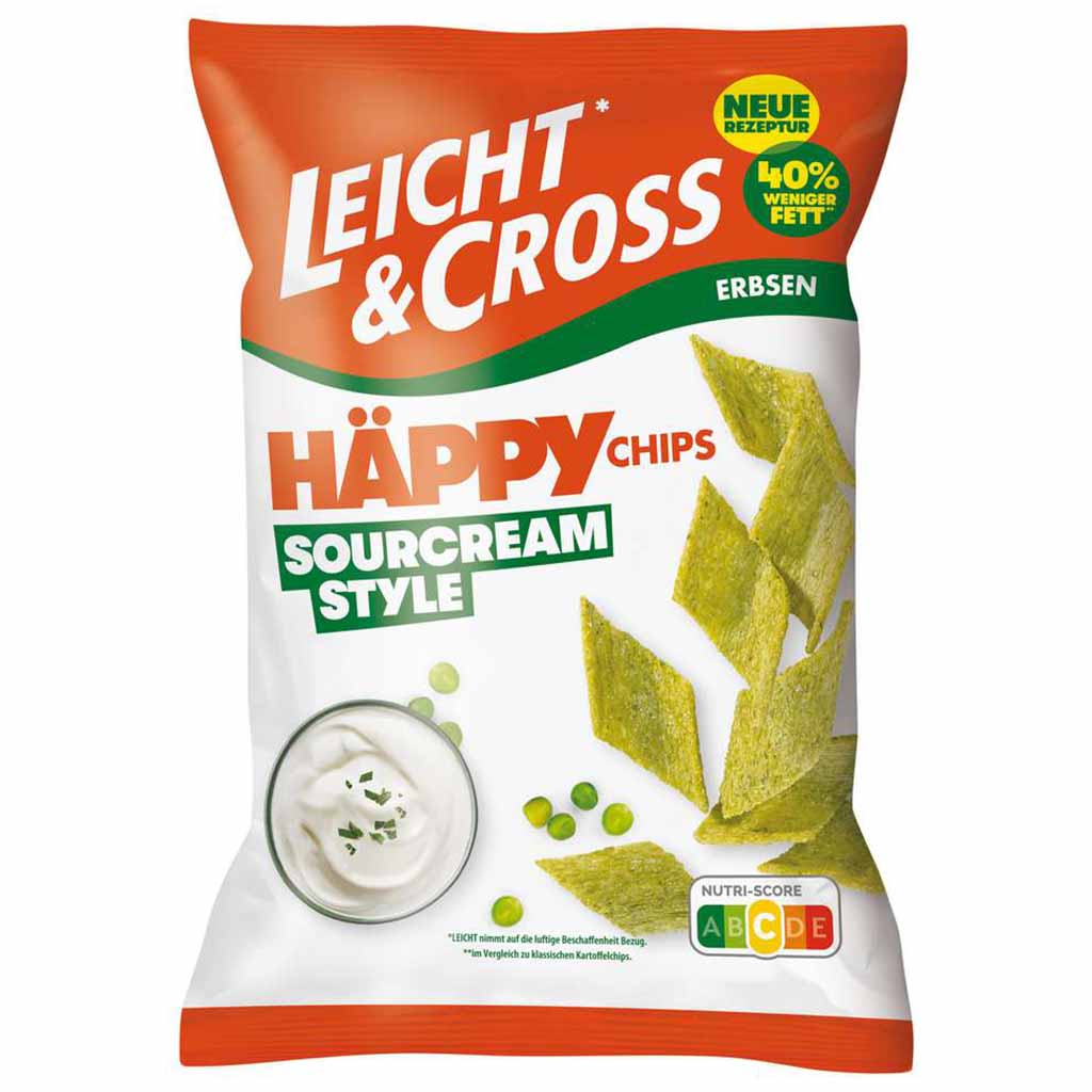 Leicht & Cross Happy Chips Erbse Sourcream Style 90g