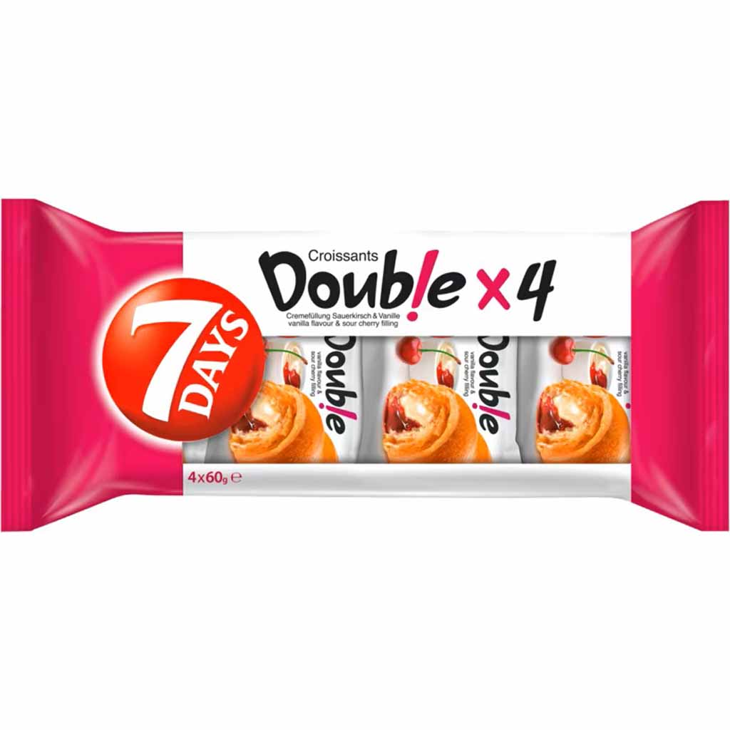 7Days Double Croissant Vanillecreme Sauerkirsche 4er 240g