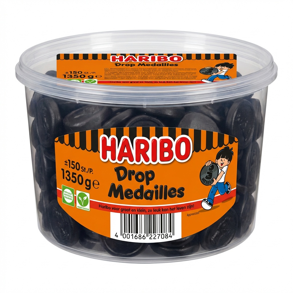 Haribo Drop Medailles Lakritz Dose 1350g